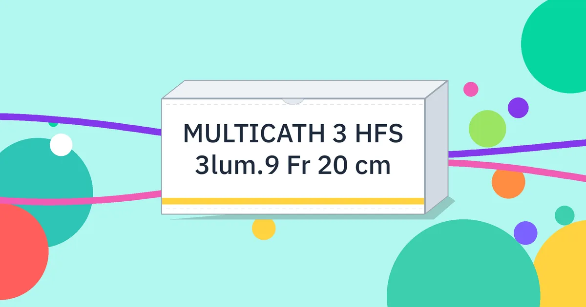 Symbolbild: Packung mit der Aufschrift MULTICATH 3 HFS 3lum.9 Fr 20 cm (PZN 14339179) – Verfügbarkeit und Bezug in Apotheken in Frankfurt am Main
