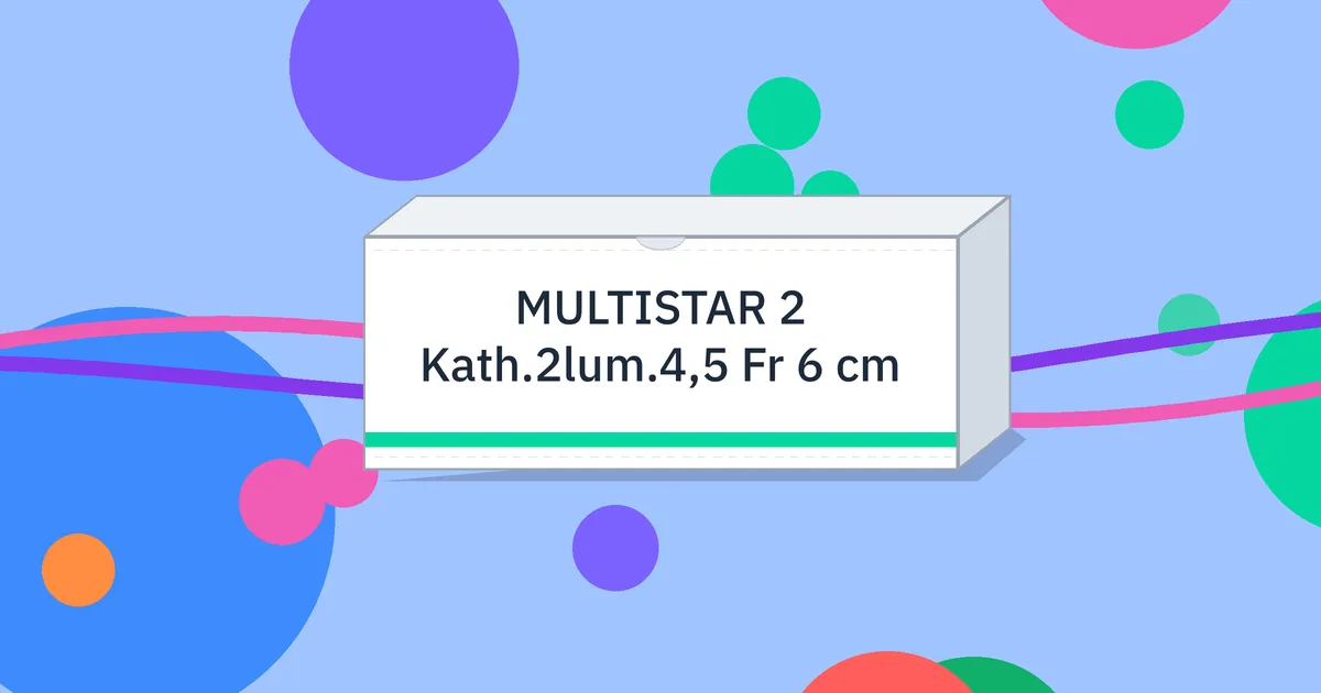 Symbolbild: Packung mit der Aufschrift MULTISTAR 2 Kath.2lum.4,5 Fr 6 cm (PZN 09446223) – Verfügbarkeit und Bezug in Apotheken in Frankfurt am Main