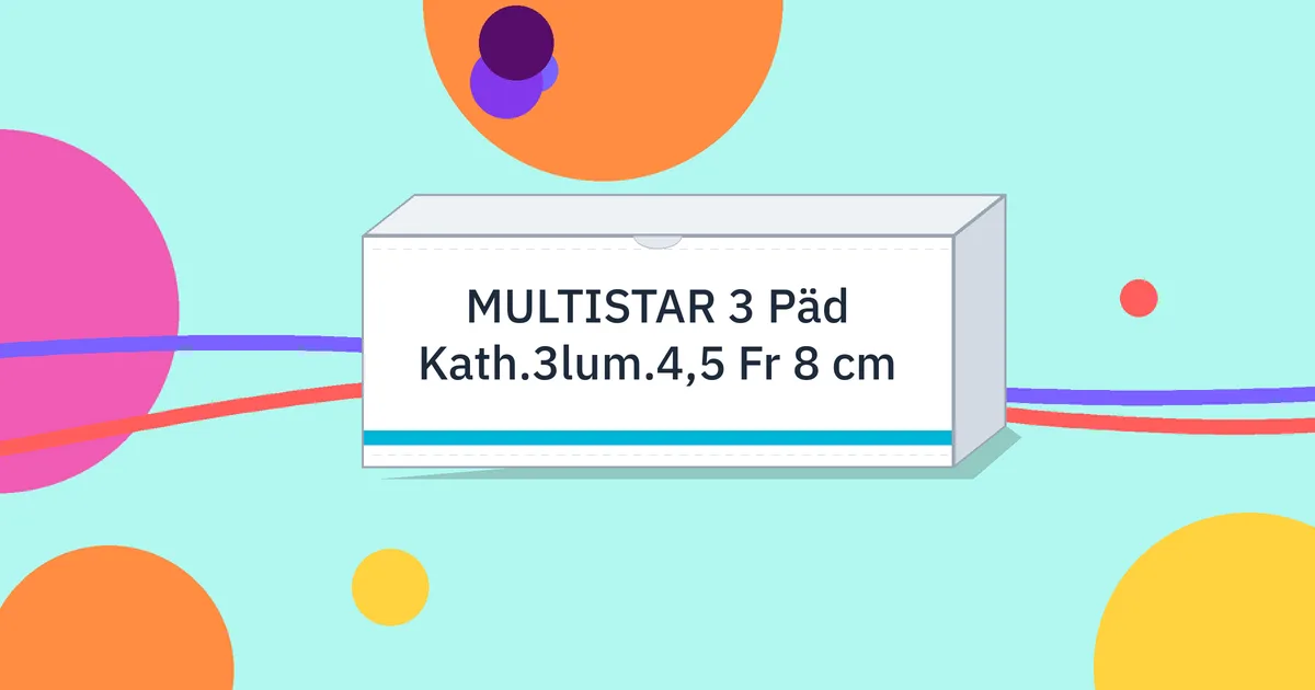 Symbolbild: Packung mit der Aufschrift MULTISTAR 3 Päd Kath.3lum.4,5 Fr 8 cm (PZN 19128197) – Verfügbarkeit und Bezug in Apotheken in Frankfurt am Main