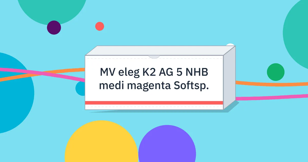 Symbolbild: Packung mit der Aufschrift MV eleg K2 AG 5 NHB medi magenta Softsp. (PZN 15730483) – Verfügbarkeit und Bezug in Apotheken in Frankfurt am Main