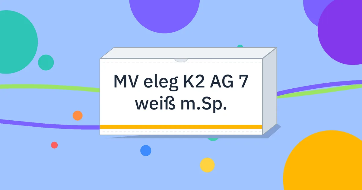 Symbolbild: Packung mit der Aufschrift MV eleg K2 AG 7 weiß m.Sp. (PZN 00320259) – Verfügbarkeit und Bezug in Apotheken in Frankfurt am Main