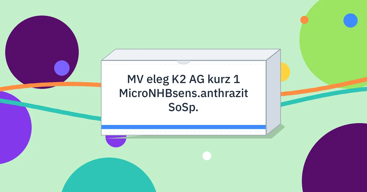 Symbolbild: Packung mit der Aufschrift MV eleg K2 AG kurz 1 MicroNHBsens.anthrazit SoSp. (PZN 16071166) – Verfügbarkeit und Bezug in Apotheken in Frankfurt am Main