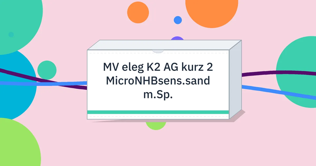 Symbolbild: Packung mit der Aufschrift MV eleg K2 AG kurz 2 MicroNHBsens.sand m.Sp. (PZN 18927074) – Verfügbarkeit und Bezug in Apotheken in Frankfurt am Main