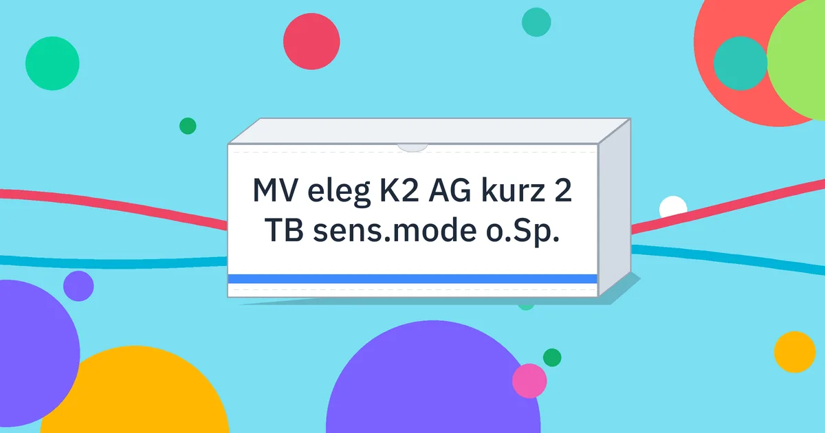 Symbolbild: Packung mit der Aufschrift MV eleg K2 AG kurz 2 TB sens.mode o.Sp. (PZN 09863180) – Verfügbarkeit und Bezug in Apotheken in Frankfurt am Main