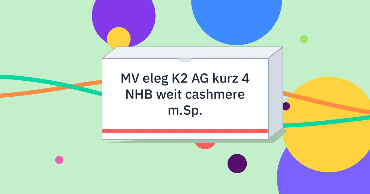Symbolbild: Packung mit der Aufschrift MV eleg K2 AG kurz 4 NHB weit cashmere m.Sp. (PZN 15714202) – Verfügbarkeit und Bezug in Apotheken in Frankfurt am Main