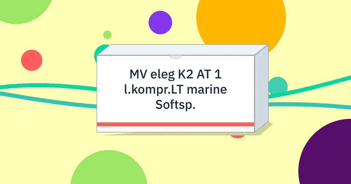 Symbolbild: Packung mit der Aufschrift MV eleg K2 AT 1 l.kompr.LT marine Softsp. (PZN 15286025) – Verfügbarkeit und Bezug in Apotheken in Frankfurt am Main