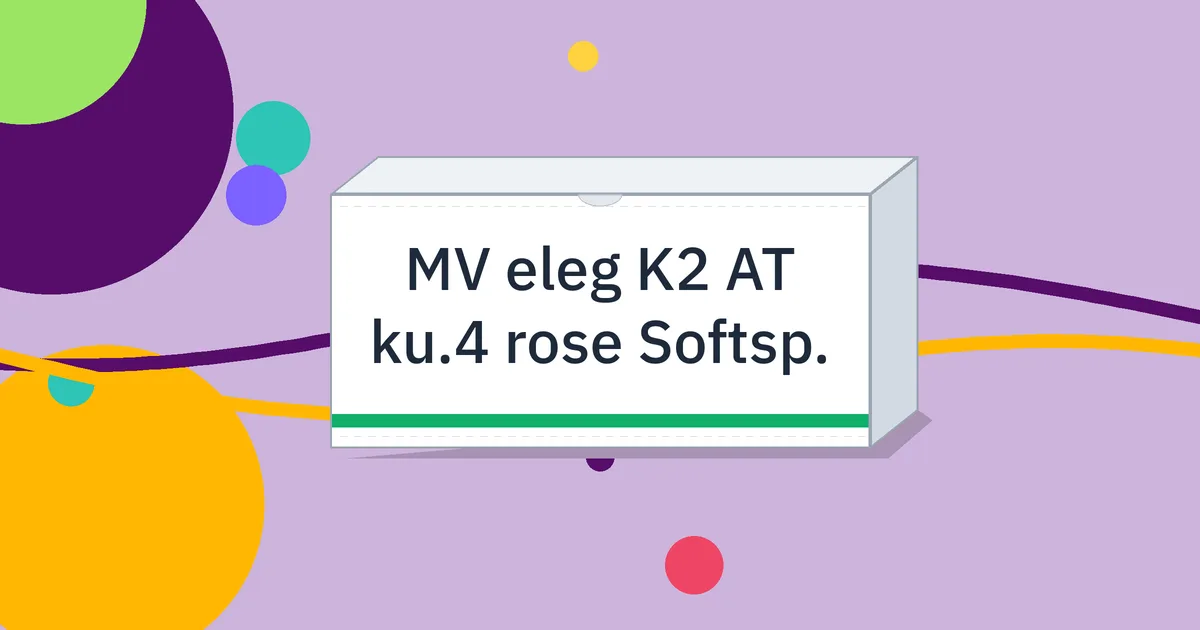 Symbolbild: Packung mit der Aufschrift MV eleg K2 AT ku.4 rose Softsp. (PZN 15288449) – Verfügbarkeit und Bezug in Apotheken in Frankfurt am Main