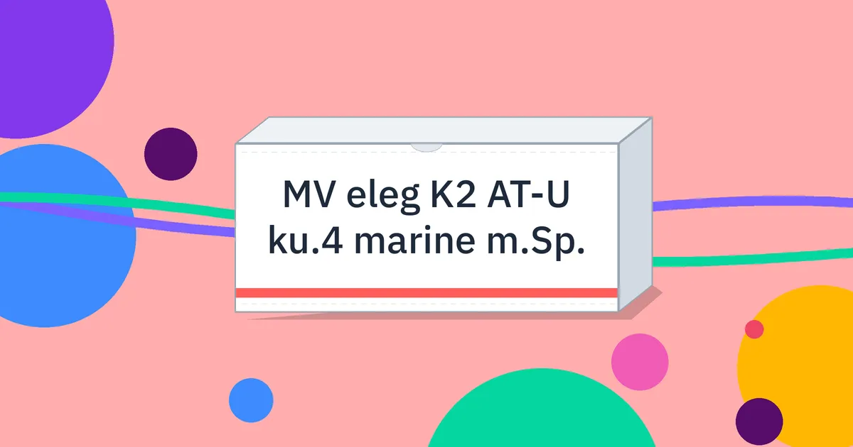 Symbolbild: Packung mit der Aufschrift MV eleg K2 AT-U ku.4 marine m.Sp. (PZN 15291960) – Verfügbarkeit und Bezug in Apotheken in Frankfurt am Main