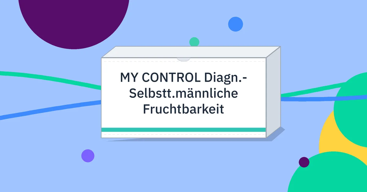 Symbolbild: Packung mit der Aufschrift MY CONTROL Diagn.-Selbstt.männliche Fruchtbarkeit (PZN 19696346) – Verfügbarkeit und Bezug in Apotheken in Frankfurt am Main