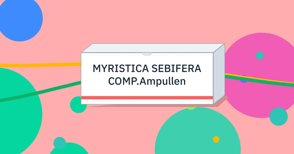 Symbolbild: Packung mit der Aufschrift MYRISTICA SEBIFERA COMP.Ampullen (PZN 01751760) – Verfügbarkeit und Bezug in Apotheken in Frankfurt am Main