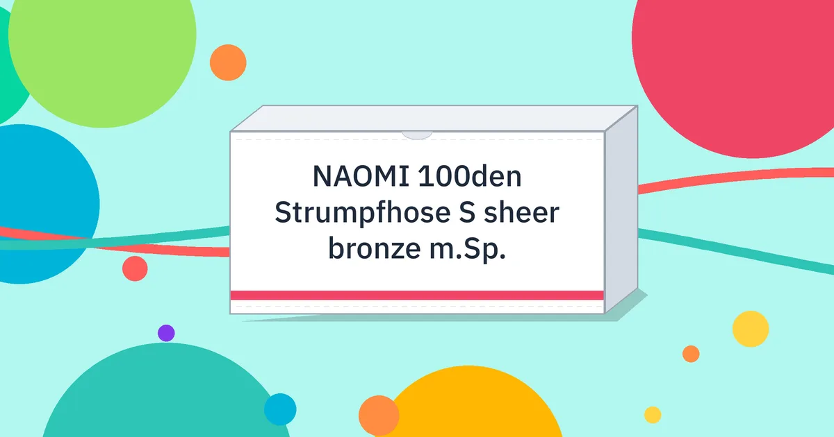 Symbolbild: Packung mit der Aufschrift NAOMI 100den Strumpfhose S sheer bronze m.Sp. (PZN 16177373) – Verfügbarkeit und Bezug in Apotheken in Frankfurt am Main