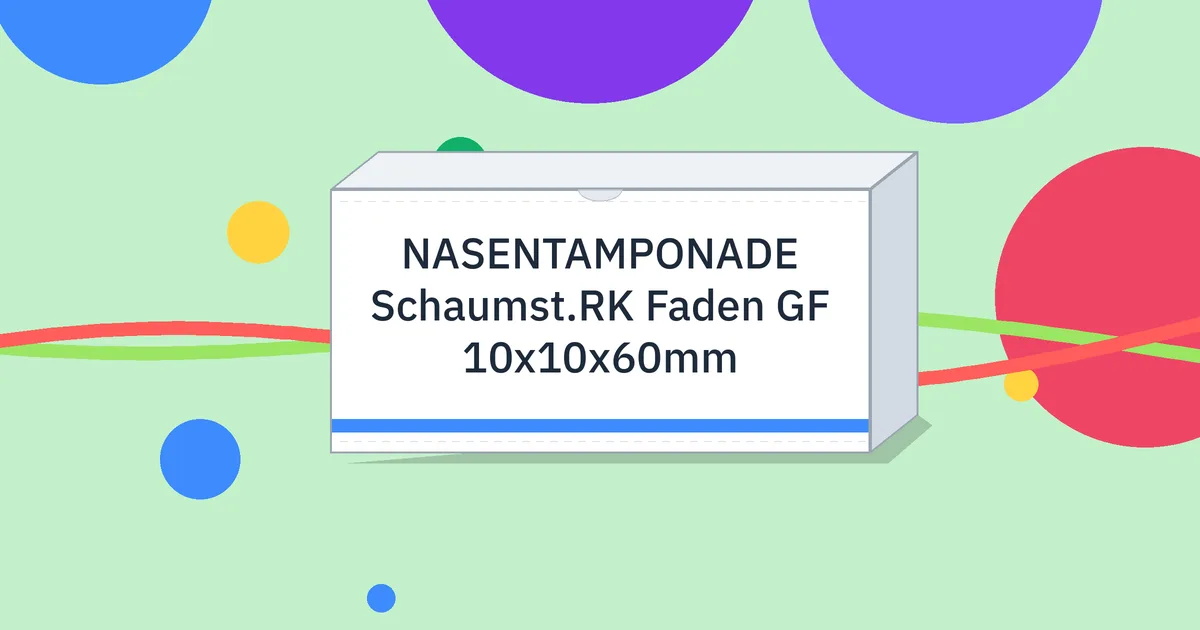 Symbolbild: Packung mit der Aufschrift NASENTAMPONADE Schaumst.RK Faden GF 10x10x60mm (PZN 16145373) – Verfügbarkeit und Bezug in Apotheken in Frankfurt am Main