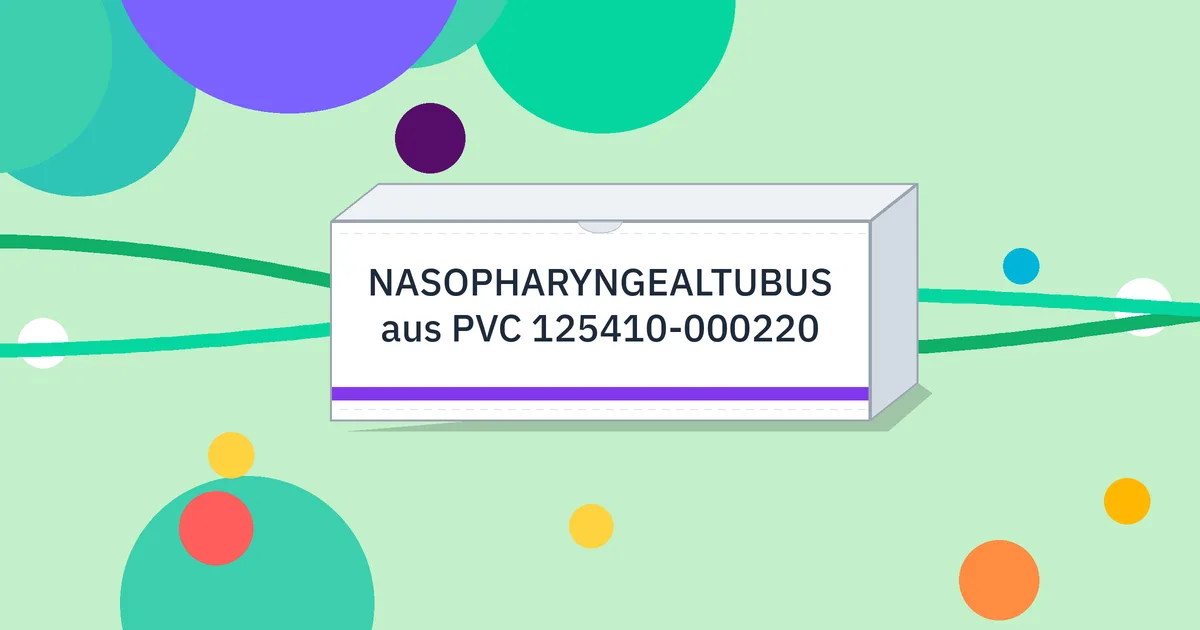 Symbolbild: Packung mit der Aufschrift NASOPHARYNGEALTUBUS aus PVC 125410-000220 (PZN 05031100) – Verfügbarkeit und Bezug in Apotheken in Frankfurt am Main
