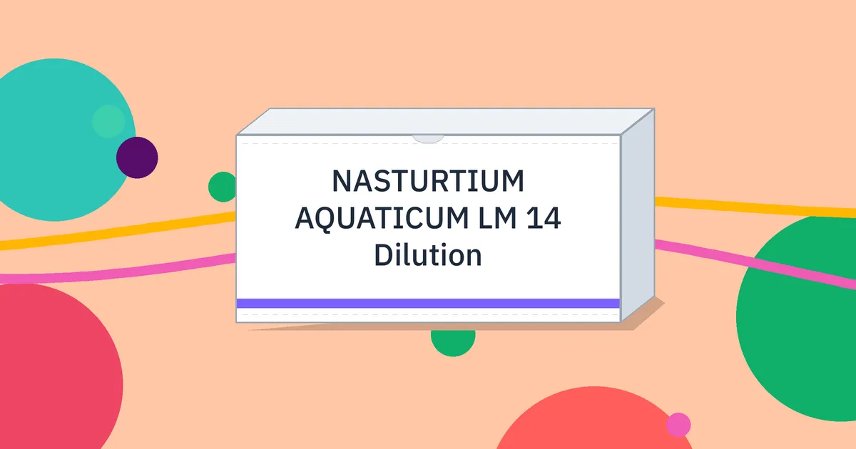 Symbolbild: Packung mit der Aufschrift NASTURTIUM AQUATICUM LM 14 Dilution (PZN 13616346) – Verfügbarkeit und Bezug in Apotheken in Frankfurt am Main