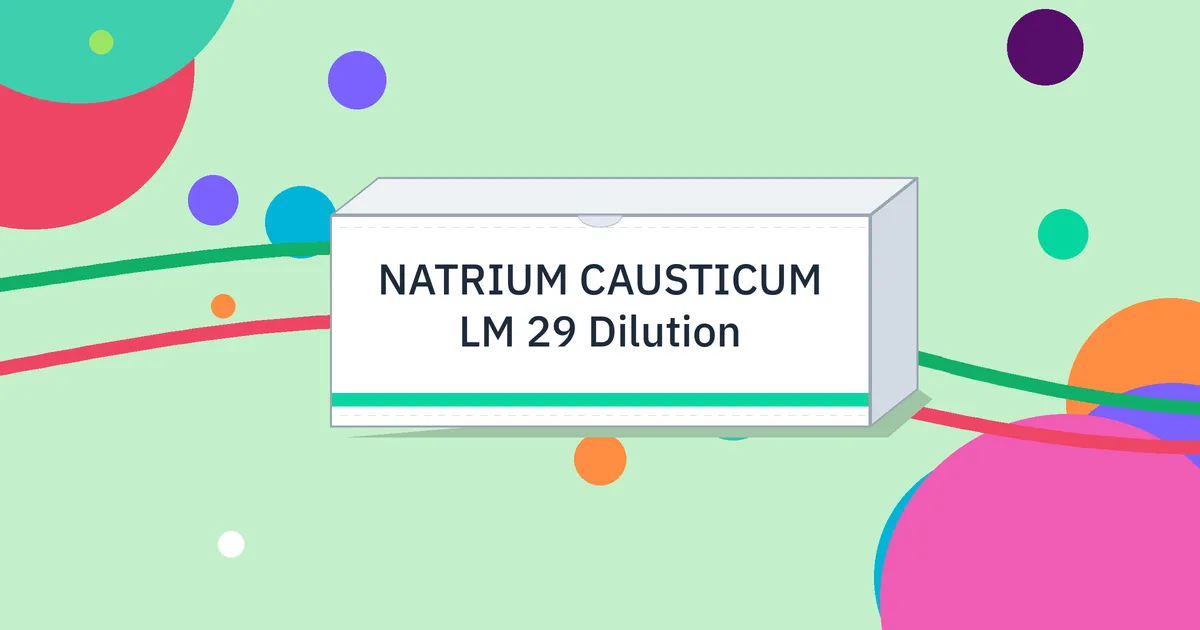 Symbolbild: Packung mit der Aufschrift NATRIUM CAUSTICUM LM 29 Dilution (PZN 12962224) – Verfügbarkeit und Bezug in Apotheken in Frankfurt am Main