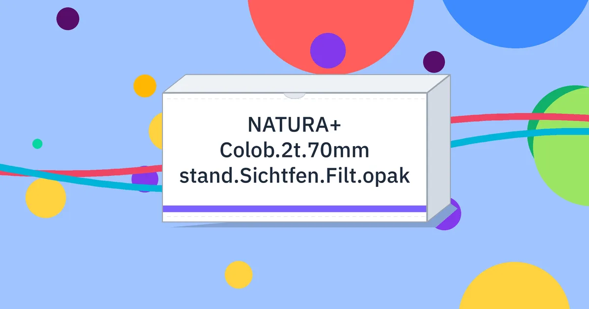 Symbolbild: Packung mit der Aufschrift NATURA+ Colob.2t.70mm stand.Sichtfen.Filt.opak (PZN 13232930) – Verfügbarkeit und Bezug in Apotheken in Frankfurt am Main