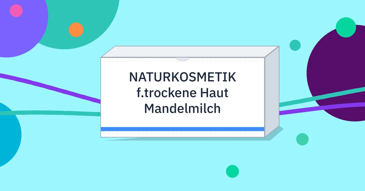 Symbolbild: Packung mit der Aufschrift NATURKOSMETIK f.trockene Haut Mandelmilch (PZN 02515613) – Verfügbarkeit und Bezug in Apotheken in Frankfurt am Main