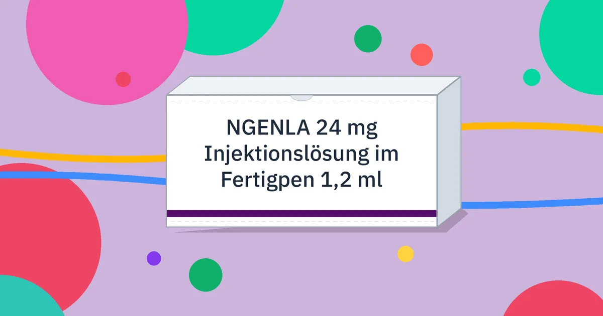 Symbolbild: Packung mit der Aufschrift NGENLA 24 mg Injektionslösung im Fertigpen 1,2 ml (PZN 19075064) – Verfügbarkeit und Bezug in Apotheken in Frankfurt am Main