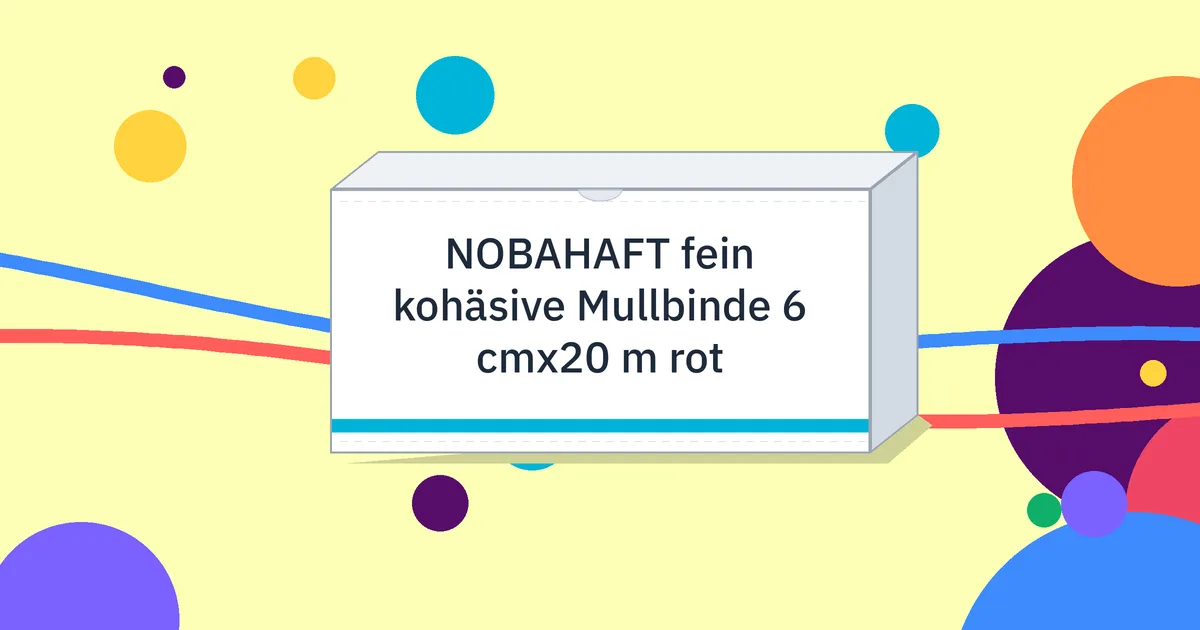 Symbolbild: Packung mit der Aufschrift NOBAHAFT fein kohäsive Mullbinde 6 cmx20 m rot (PZN 07742785) – Verfügbarkeit und Bezug in Apotheken in Frankfurt am Main