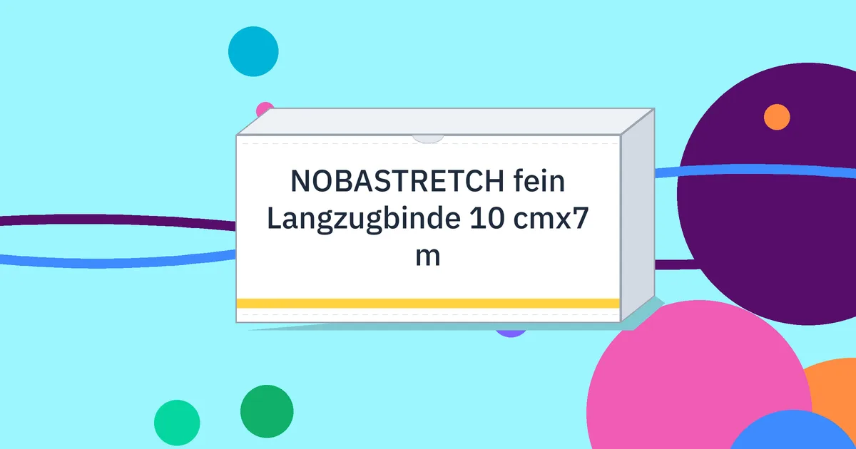 Symbolbild: Packung mit der Aufschrift NOBASTRETCH fein Langzugbinde 10 cmx7 m (PZN 01419652) – Verfügbarkeit und Bezug in Apotheken in Frankfurt am Main
