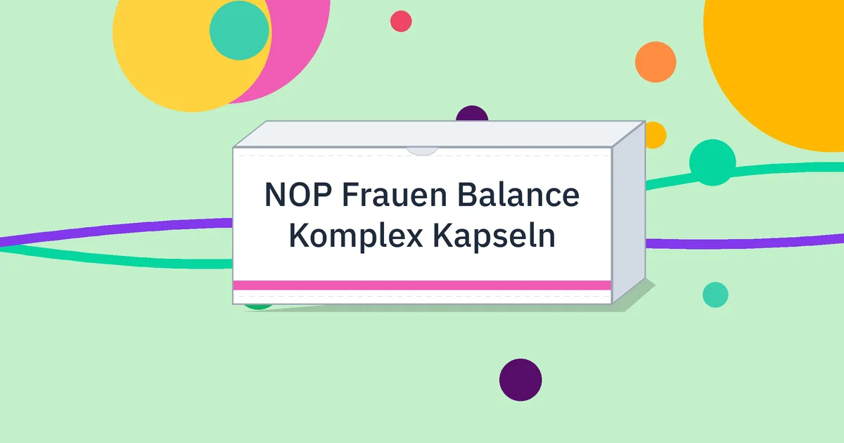 Symbolbild: Packung mit der Aufschrift NOP Frauen Balance Komplex Kapseln (PZN 20192208) – Verfügbarkeit und Bezug in Apotheken in Frankfurt am Main
