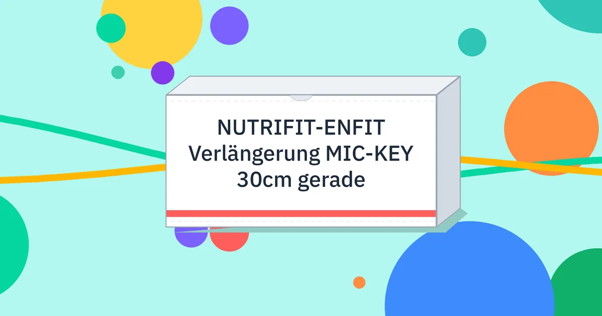 Symbolbild: Packung mit der Aufschrift NUTRIFIT-ENFIT Verlängerung MIC-KEY 30cm gerade (PZN 14174732) – Verfügbarkeit und Bezug in Apotheken in Frankfurt am Main
