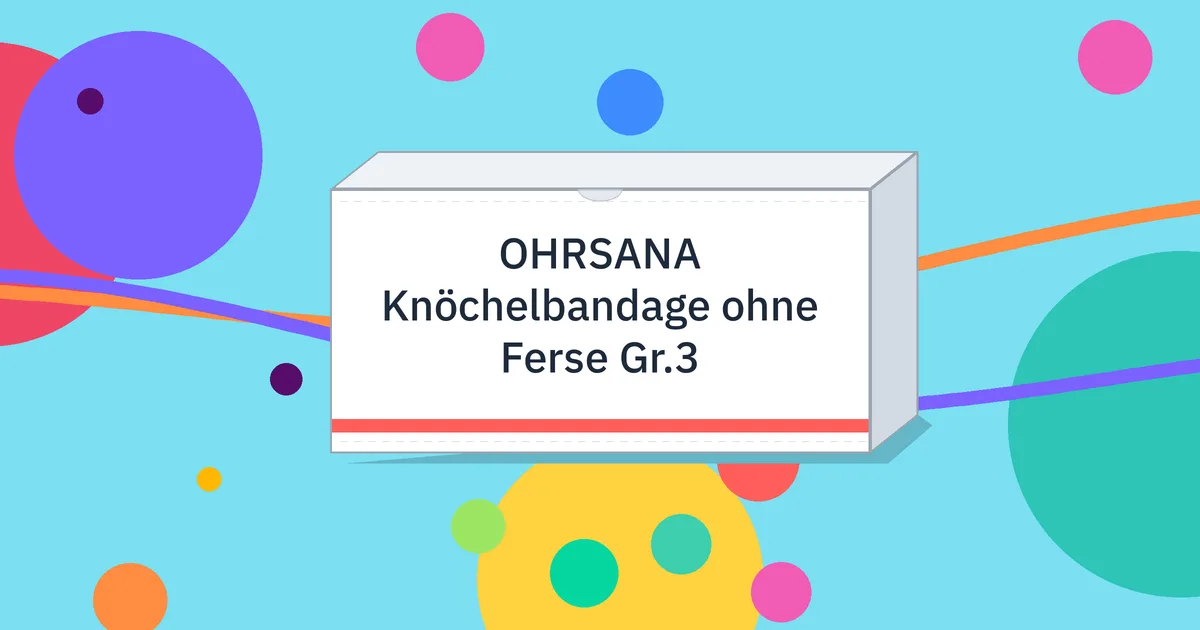 Symbolbild: Packung mit der Aufschrift OHRSANA Knöchelbandage ohne Ferse Gr.3 (PZN 02669546) – Verfügbarkeit und Bezug in Apotheken in Frankfurt am Main