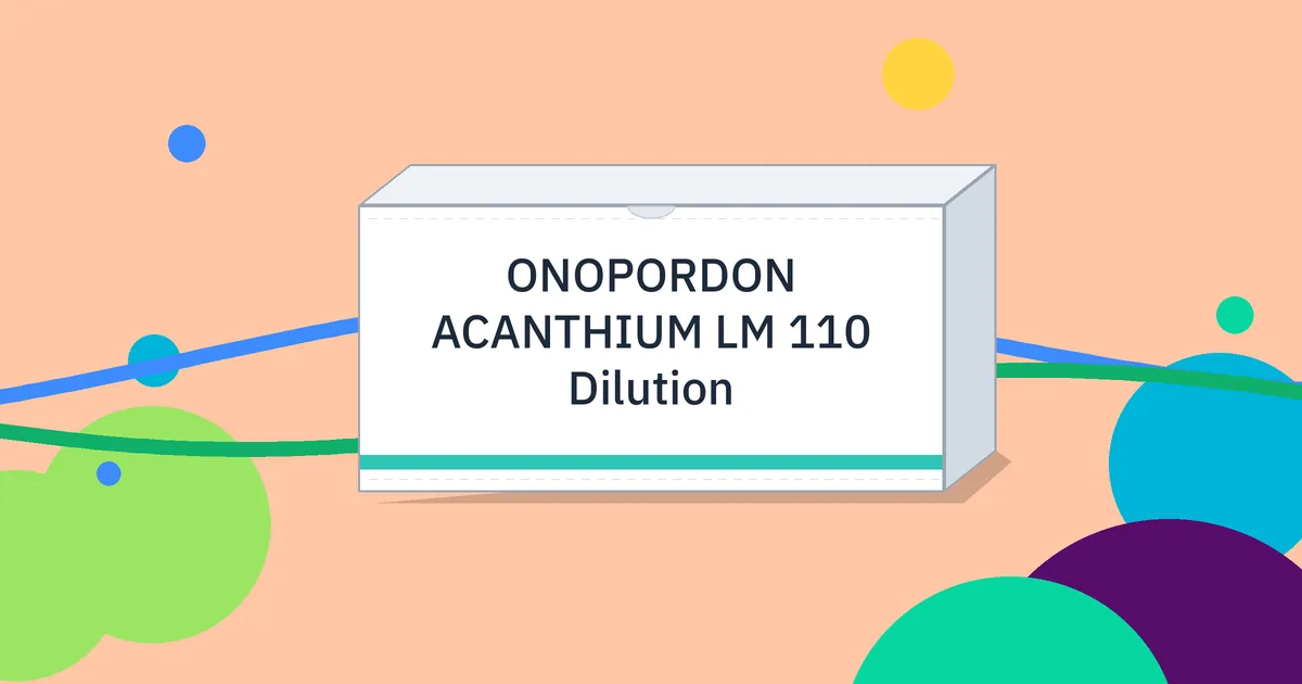 Symbolbild: Packung mit der Aufschrift ONOPORDON ACANTHIUM LM 110 Dilution (PZN 13626474) – Verfügbarkeit und Bezug in Apotheken in Frankfurt am Main