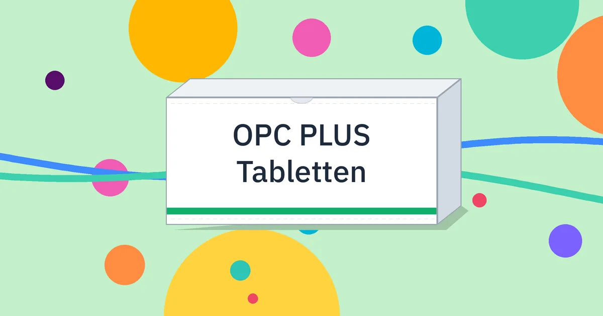 Symbolbild: Packung mit der Aufschrift OPC PLUS Tabletten (PZN 04683958) – Verfügbarkeit und Bezug in Apotheken in Frankfurt am Main