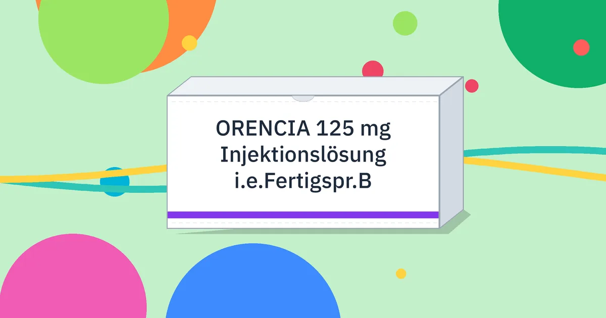 Symbolbild: Packung mit der Aufschrift ORENCIA 125 mg Injektionslösung i.e.Fertigspr.B (PZN 13867143) – Verfügbarkeit und Bezug in Apotheken in Frankfurt am Main