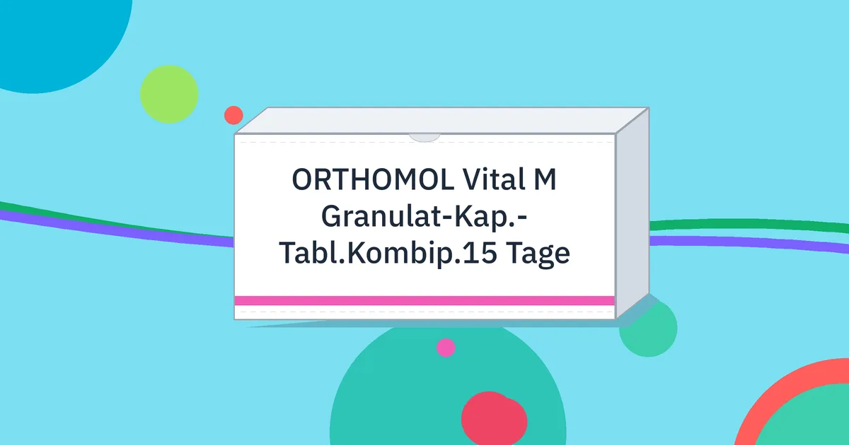 Symbolbild: Packung mit der Aufschrift ORTHOMOL Vital M Granulat-Kap.-Tabl.Kombip.15 Tage (PZN 01319784) – Verfügbarkeit und Bezug in Apotheken in Frankfurt am Main