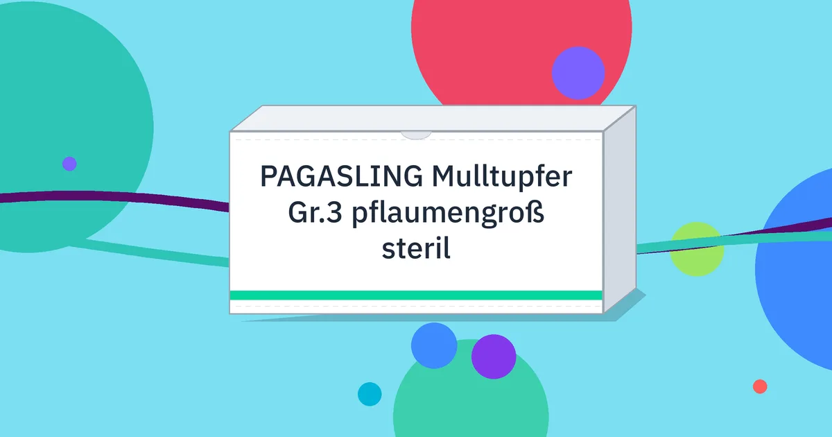 Symbolbild: Packung mit der Aufschrift PAGASLING Mulltupfer Gr.3 pflaumengroß steril (PZN 16829663) – Verfügbarkeit und Bezug in Apotheken in Frankfurt am Main