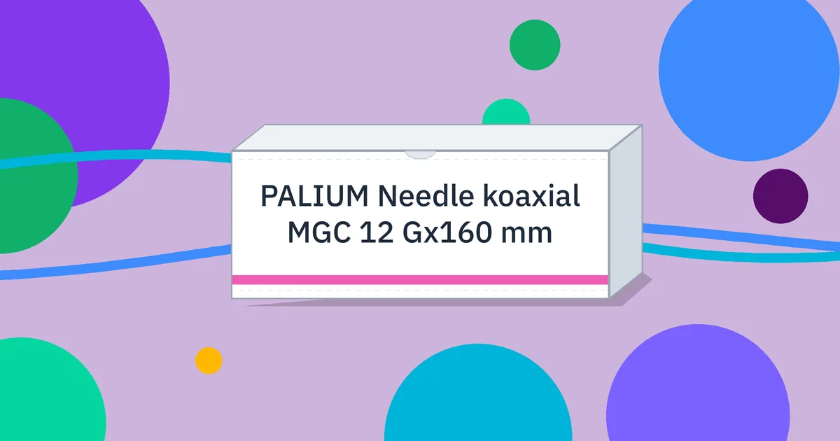 Symbolbild: Packung mit der Aufschrift PALIUM Needle koaxial MGC 12 Gx160 mm (PZN 19734319) – Verfügbarkeit und Bezug in Apotheken in Frankfurt am Main