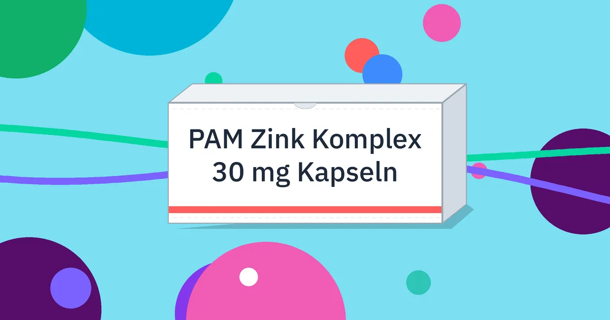 Symbolbild: Packung mit der Aufschrift PAM Zink Komplex 30 mg Kapseln (PZN 20280415) – Verfügbarkeit und Bezug in Apotheken in Frankfurt am Main