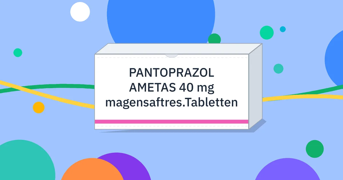 Symbolbild: Packung mit der Aufschrift PANTOPRAZOL AMETAS 40 mg magensaftres.Tabletten (PZN 18603199) – Verfügbarkeit und Bezug in Apotheken in Frankfurt am Main