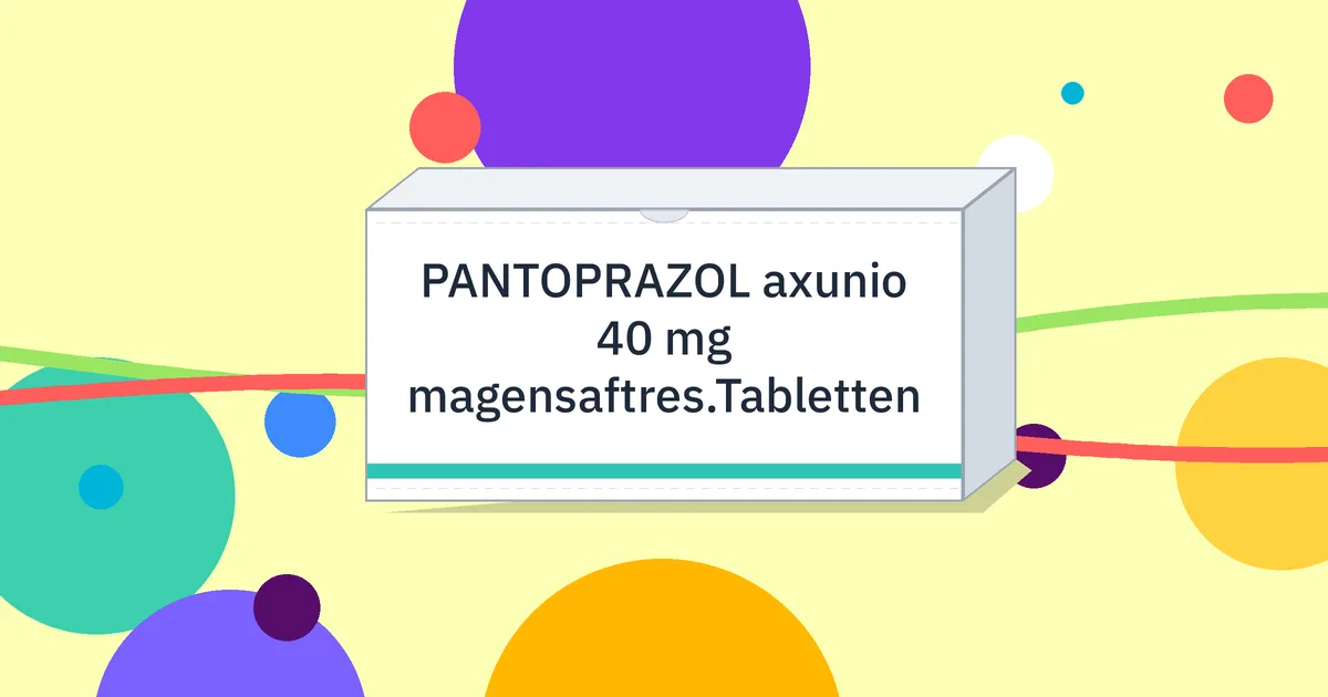 Symbolbild: Packung mit der Aufschrift PANTOPRAZOL axunio 40 mg magensaftres.Tabletten (PZN 18824150) – Verfügbarkeit und Bezug in Apotheken in Frankfurt am Main