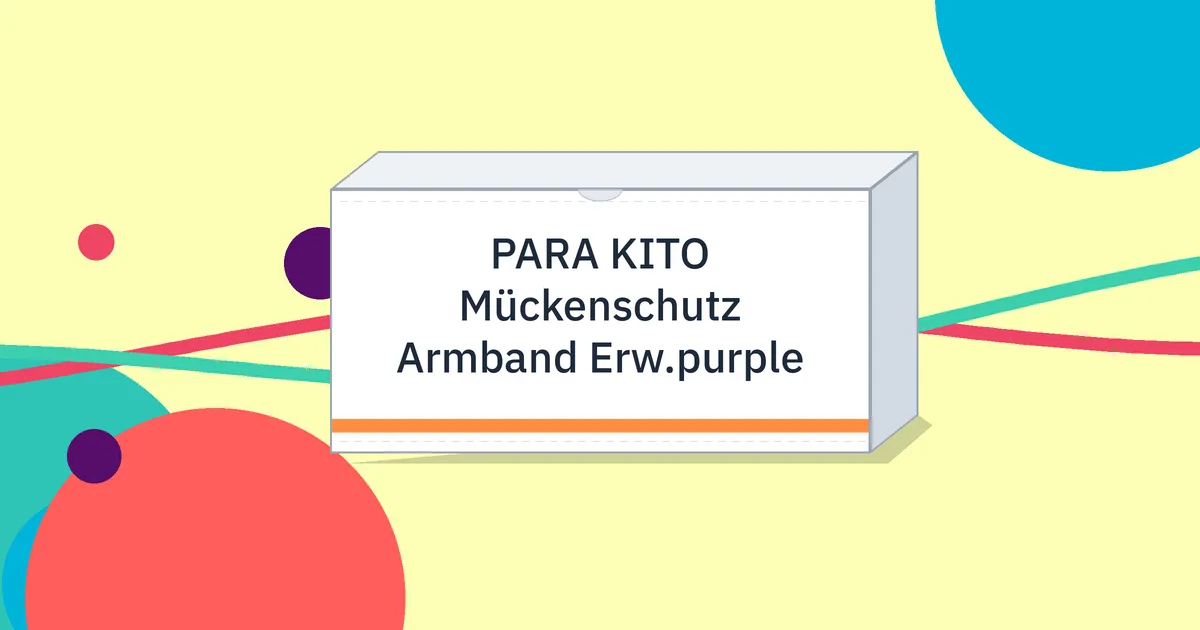 Symbolbild: Packung mit der Aufschrift PARA KITO Mückenschutz Armband Erw.purple (PZN 19132098) – Verfügbarkeit und Bezug in Apotheken in Frankfurt am Main
