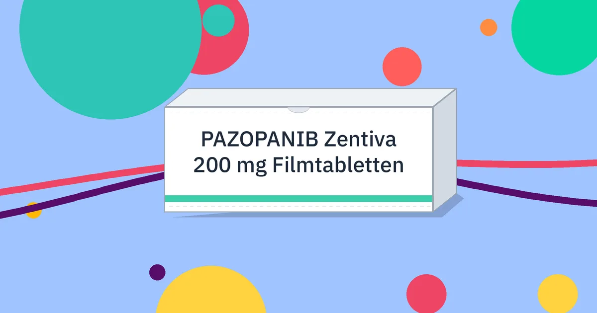 Symbolbild: Packung mit der Aufschrift PAZOPANIB Zentiva 200 mg Filmtabletten (PZN 19362510) – Verfügbarkeit und Bezug in Apotheken in Frankfurt am Main
