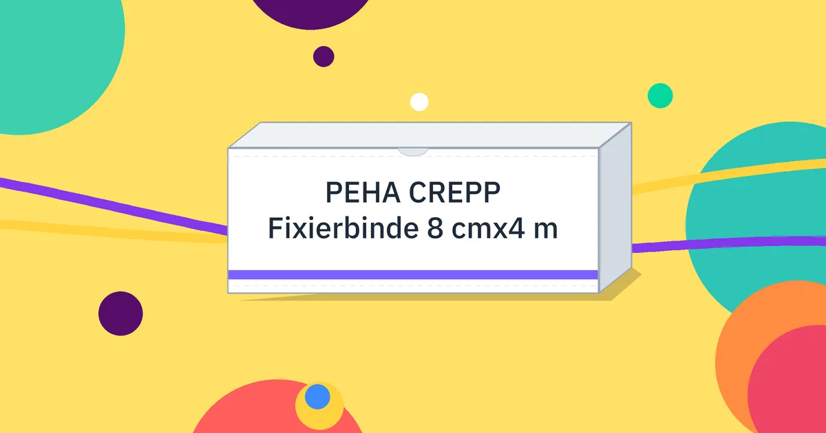 Symbolbild: Packung mit der Aufschrift PEHA CREPP Fixierbinde 8 cmx4 m (PZN 13745598) – Verfügbarkeit und Bezug in Apotheken in Frankfurt am Main