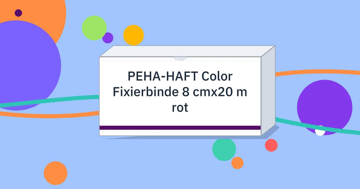 Symbolbild: Packung mit der Aufschrift PEHA-HAFT Color Fixierbinde 8 cmx20 m rot (PZN 05383810) – Verfügbarkeit und Bezug in Apotheken in Frankfurt am Main