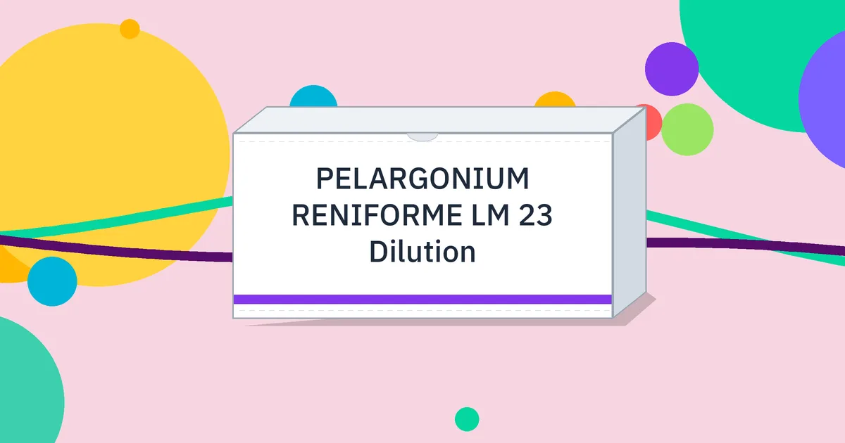 Symbolbild: Packung mit der Aufschrift PELARGONIUM RENIFORME LM 23 Dilution (PZN 13633385) – Verfügbarkeit und Bezug in Apotheken in Frankfurt am Main