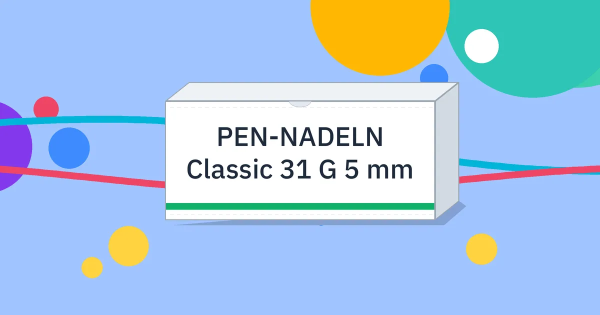 Symbolbild: Packung mit der Aufschrift PEN-NADELN Classic 31 G 5 mm (PZN 17833230) – Verfügbarkeit und Bezug in Apotheken in Frankfurt am Main