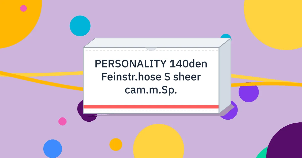 Symbolbild: Packung mit der Aufschrift PERSONALITY 140den Feinstr.hose S sheer cam.m.Sp. (PZN 16189152) – Verfügbarkeit und Bezug in Apotheken in Frankfurt am Main