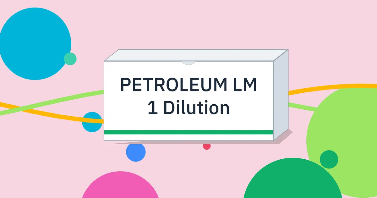 Symbolbild: Packung mit der Aufschrift PETROLEUM LM 1 Dilution (PZN 12977562) – Verfügbarkeit und Bezug in Apotheken in Frankfurt am Main