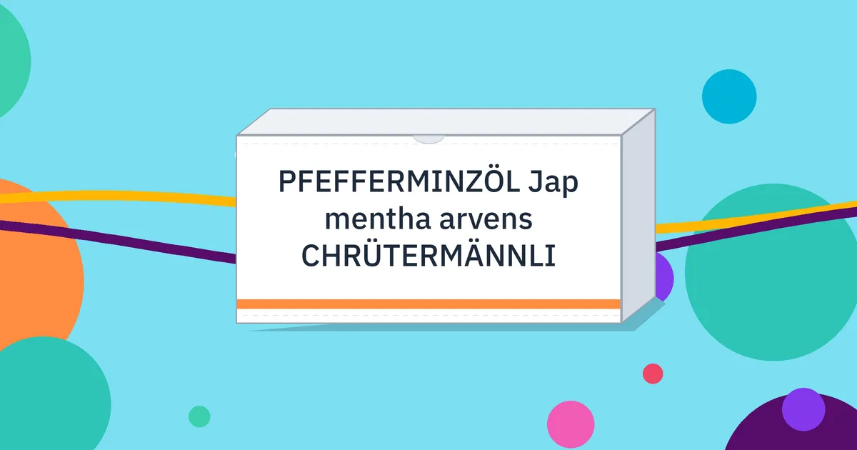 Symbolbild: Packung mit der Aufschrift PFEFFERMINZÖL Jap mentha arvens CHRÜTERMÄNNLI (PZN 07197193) – Verfügbarkeit und Bezug in Apotheken in Frankfurt am Main