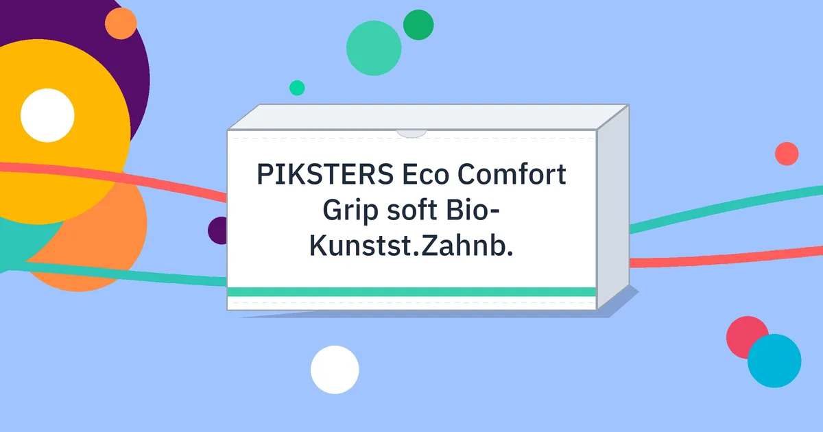 Symbolbild: Packung mit der Aufschrift PIKSTERS Eco Comfort Grip soft Bio-Kunstst.Zahnb. (PZN 17866933) – Verfügbarkeit und Bezug in Apotheken in Frankfurt am Main