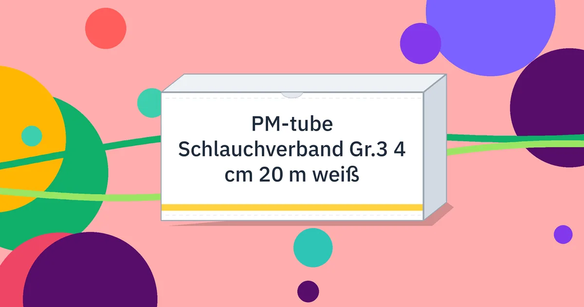 Symbolbild: Packung mit der Aufschrift PM-tube Schlauchverband Gr.3 4 cm 20 m weiß (PZN 18845809) – Verfügbarkeit und Bezug in Apotheken in Frankfurt am Main