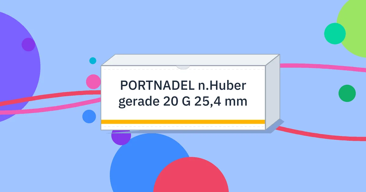 Symbolbild: Packung mit der Aufschrift PORTNADEL n.Huber gerade 20 G 25,4 mm (PZN 00108157) – Verfügbarkeit und Bezug in Apotheken in Frankfurt am Main