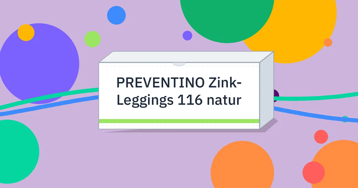Symbolbild: Packung mit der Aufschrift PREVENTINO Zink-Leggings 116 natur (PZN 12447054) – Verfügbarkeit und Bezug in Apotheken in Frankfurt am Main