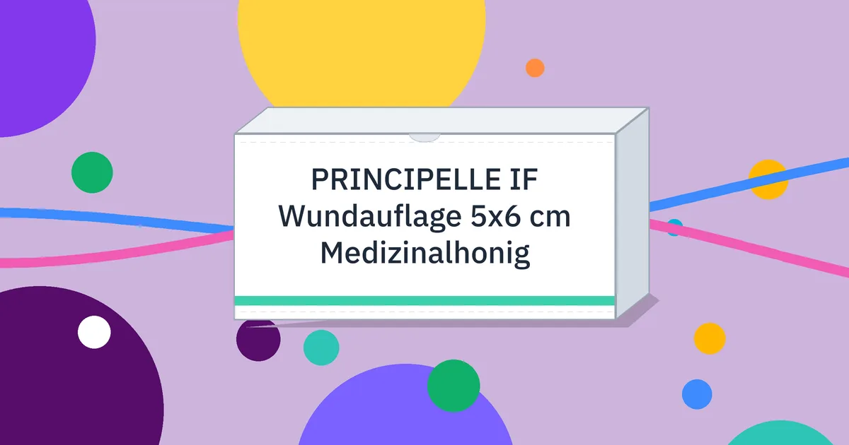 Symbolbild: Packung mit der Aufschrift PRINCIPELLE IF Wundauflage 5x6 cm Medizinalhonig (PZN 19958757) – Verfügbarkeit und Bezug in Apotheken in Frankfurt am Main